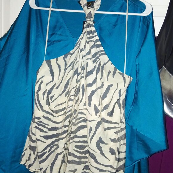 Nine West | Tops | Zebra Striped Linen Halter Top | Poshmark